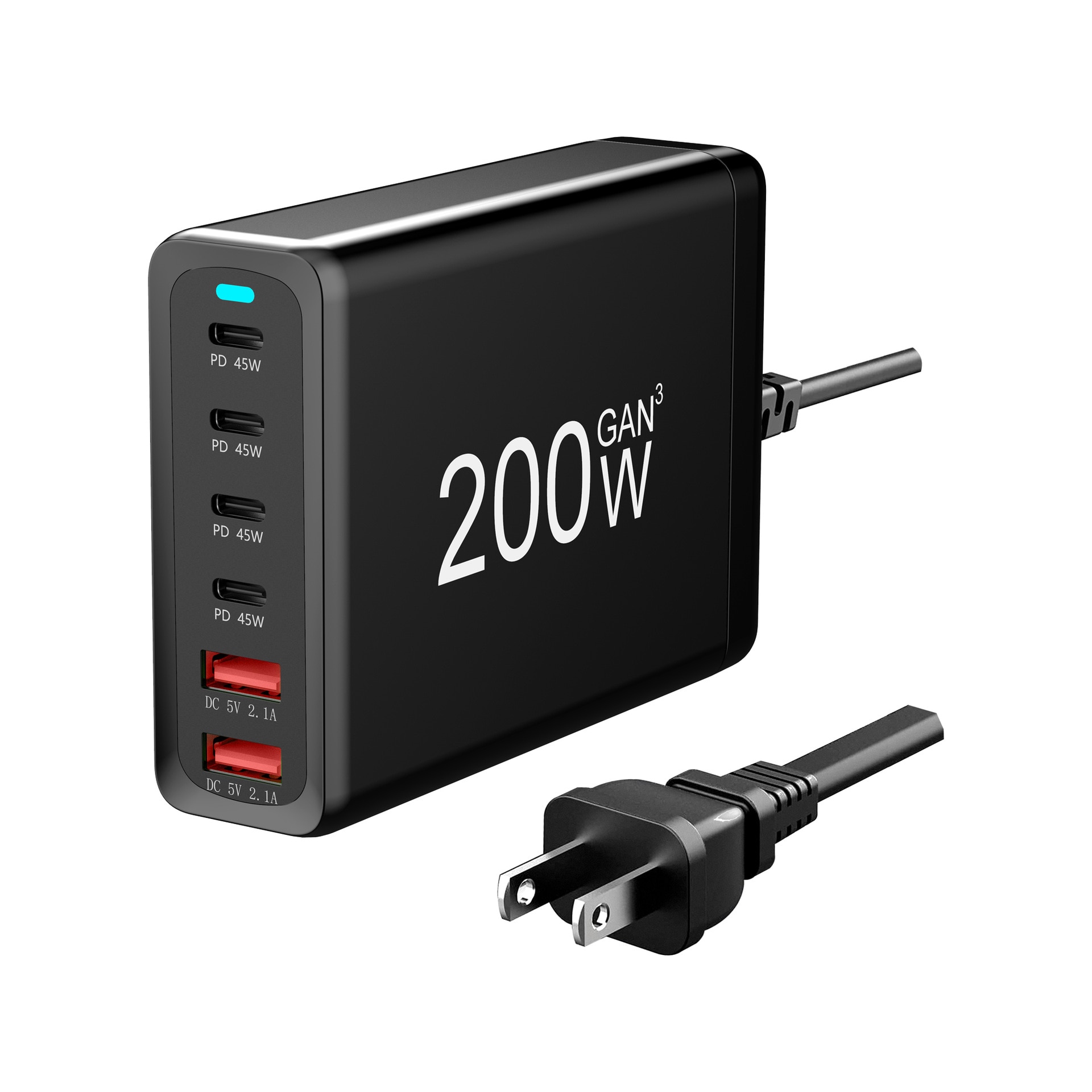 Incarcator USB C, 200 W, 5 x USB C/3 x USB, Negru - eMAG.ro
