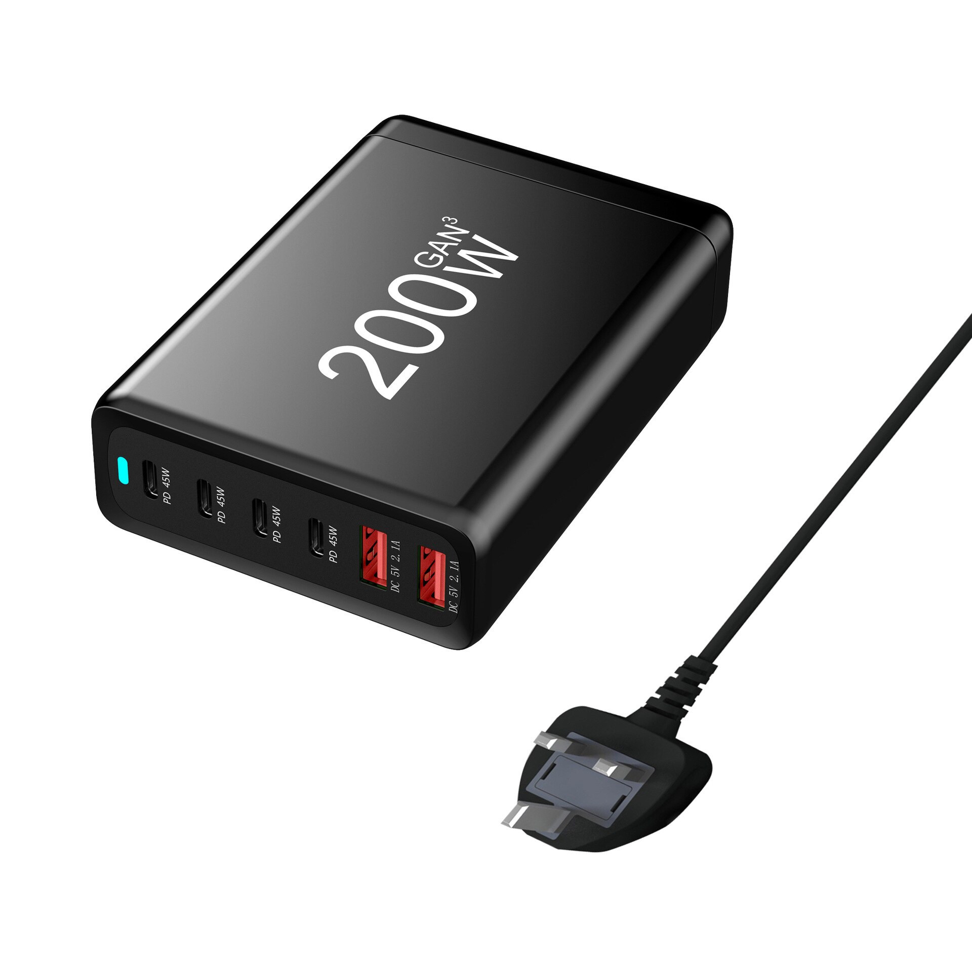 Incarcator USB C, 200 W, 5 x USB C/3 x USB, Negru - eMAG.ro