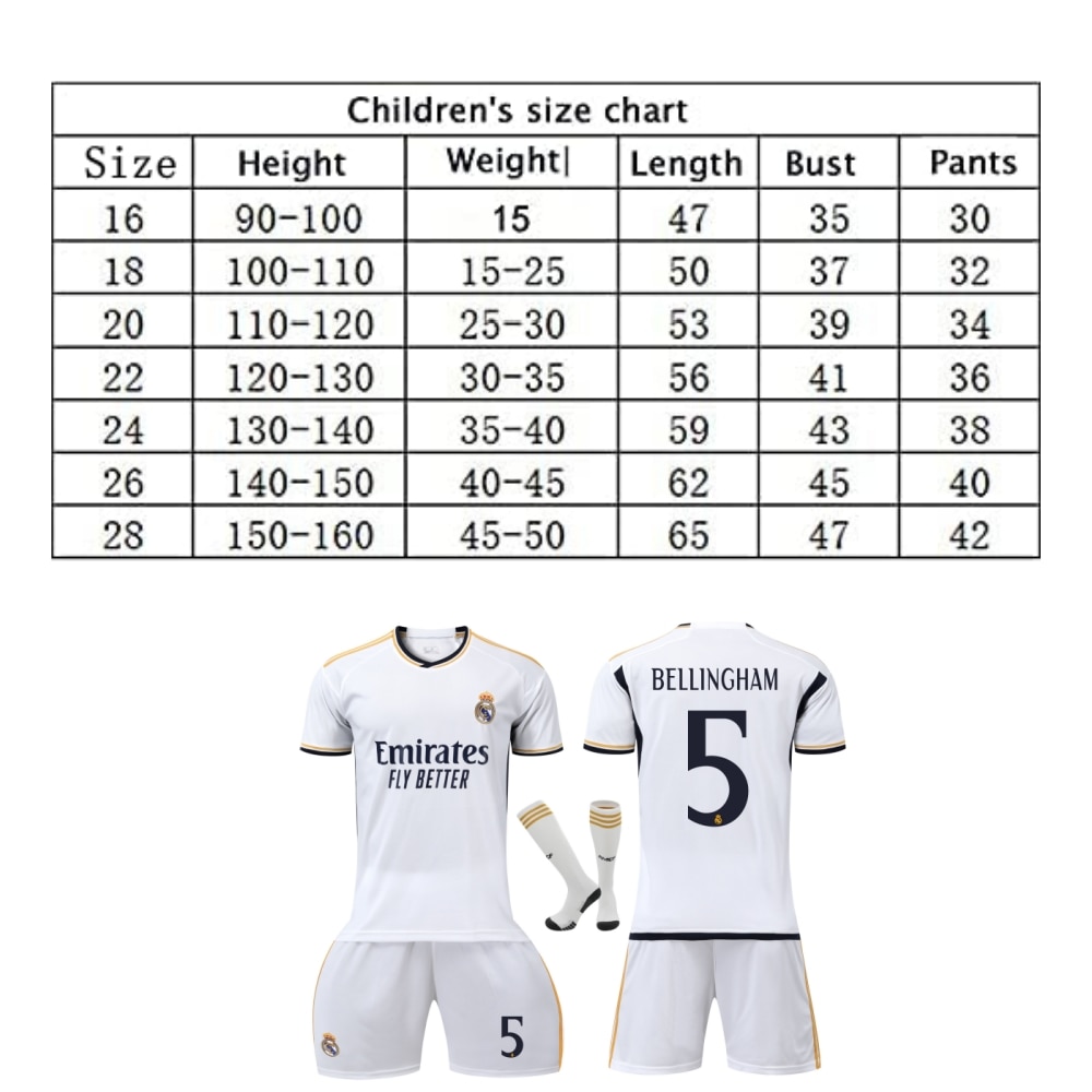 Echipament sportiv copii Real Madrid Bellingham Fotbal Tricou Set, YSHT ...
