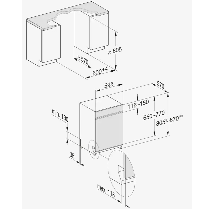 Съдомиялна за полувграждане Miele G 5110 SCi ED CLST Active, 14 комплекта, 5 програми, Клас D ...
