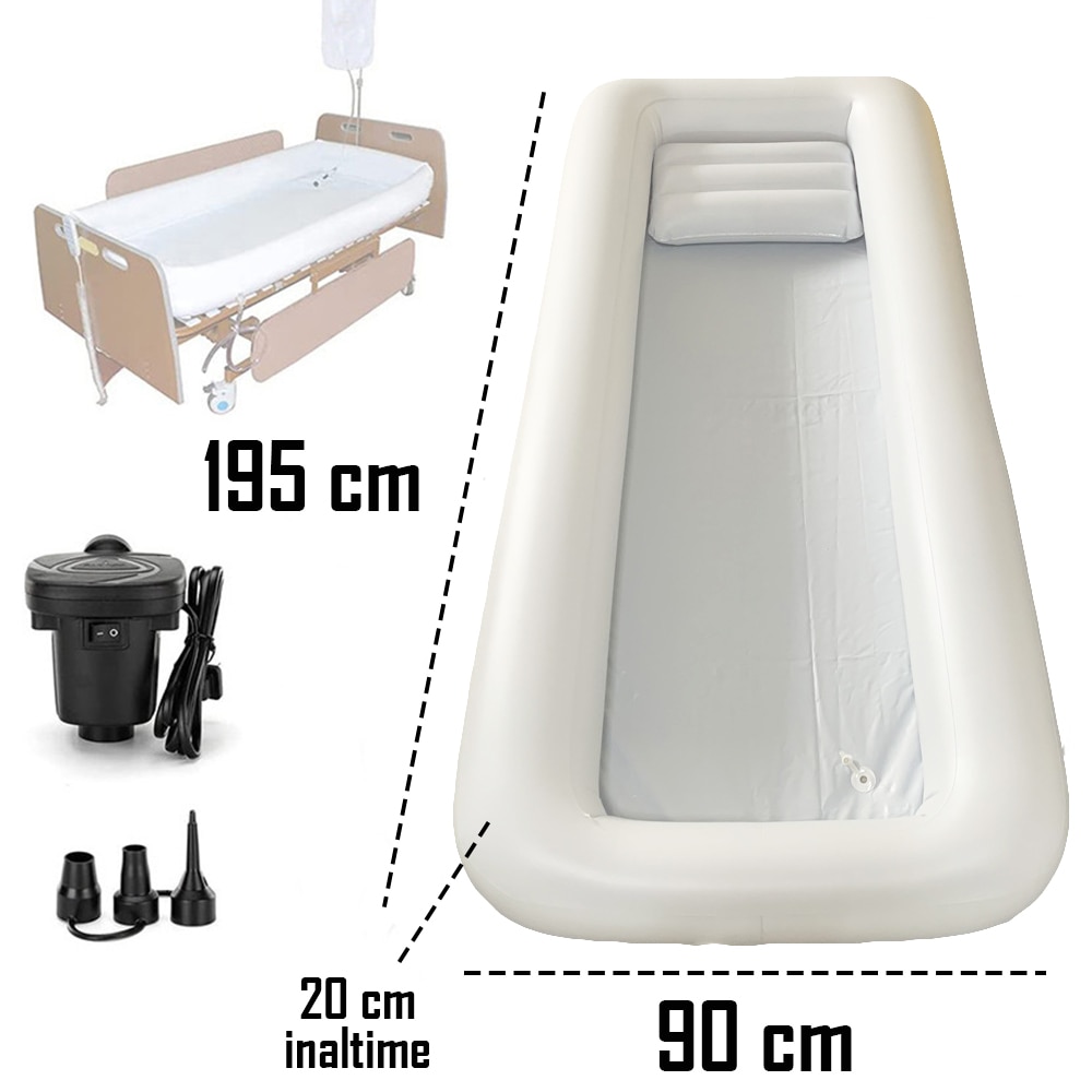 Cada gonflabila pentru persoane bolnave si imobilizate la pat, cu bazin ...