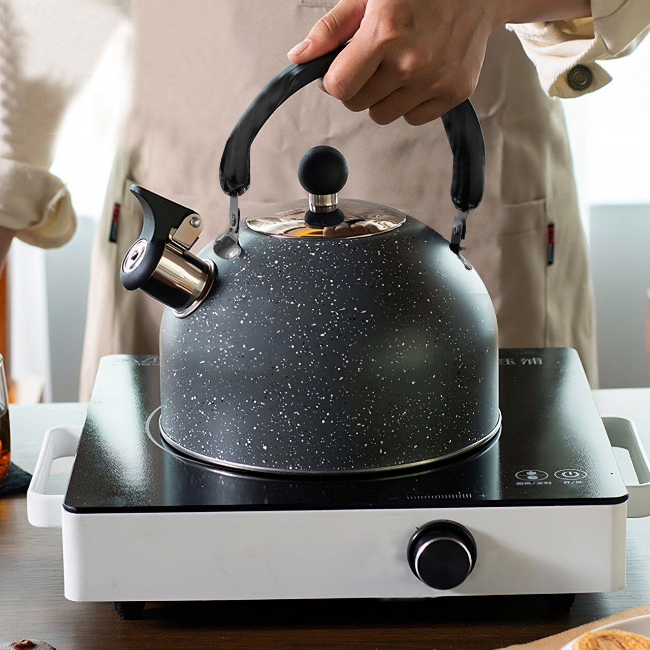 Ceainic din INOX, 2, 5L, Negru-Argintiu - eMAG.ro