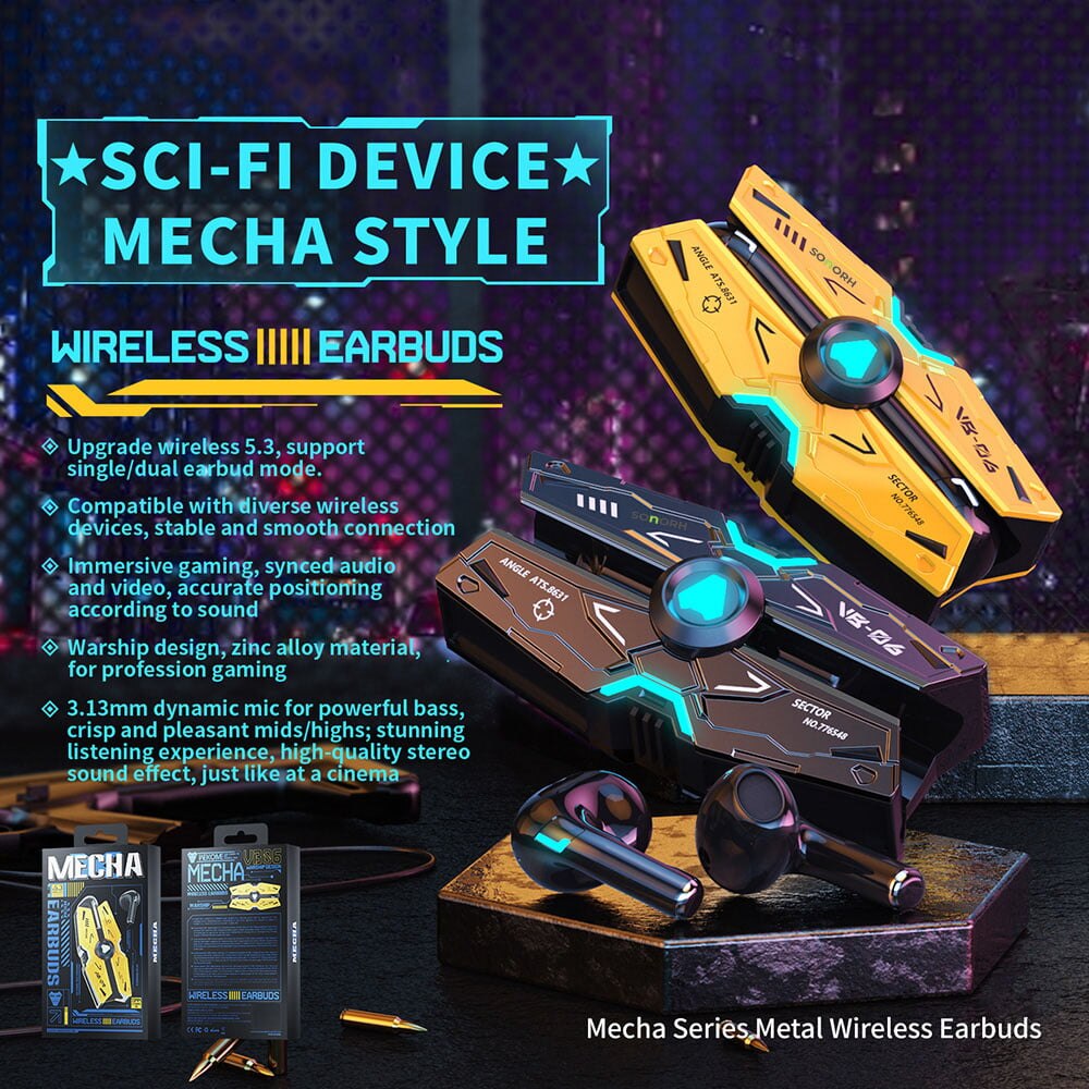 Casti Wireless Fara Fir cu Dock Metalic si Magnetic, Design MECHA ...