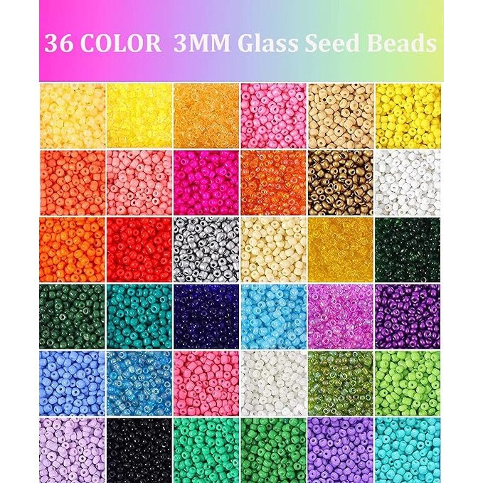 Set 18000 de margele, 36 culori, 3mm, Multicolor - eMAG.ro