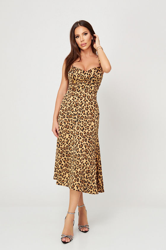 Rochie dama, ELINE STUDIOS, Leah, Leopard, Midi, 38EU - eMAG.ro
