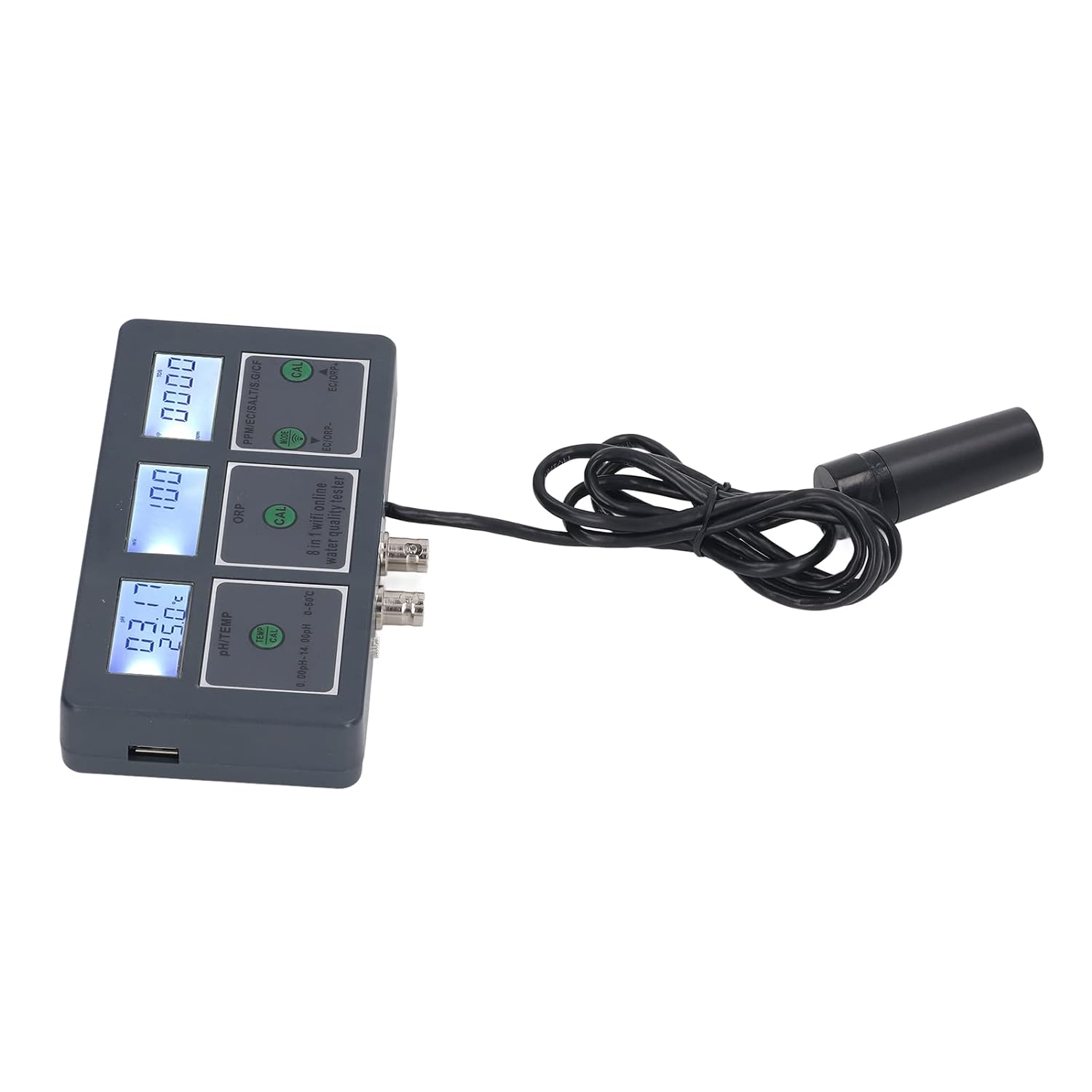 Monitor de testare a apei, mufa UE, 8 in 1, 0-1999 ppm, WiFi, gri - eMAG.ro