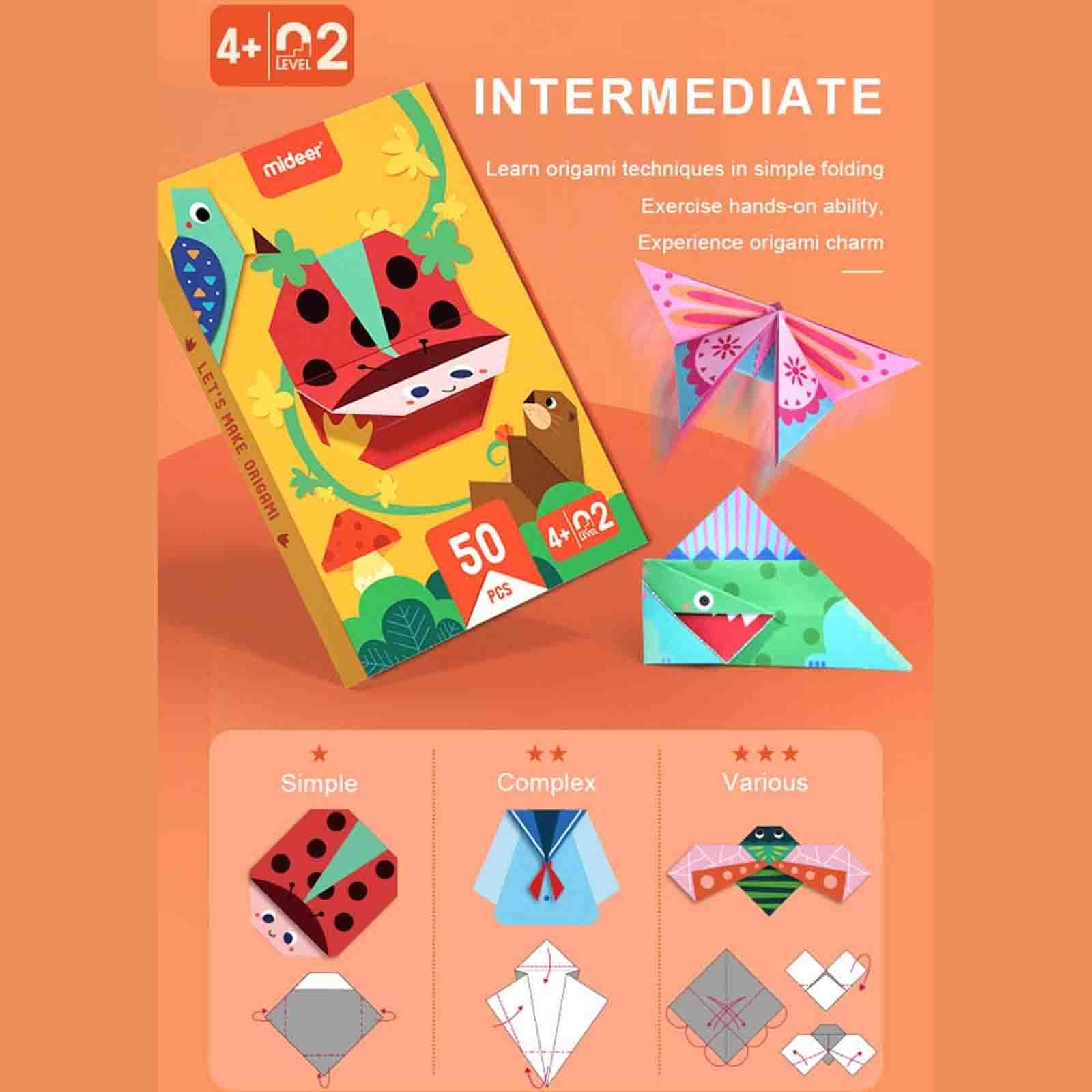 Set creativ pentru copii, Origami, Animale, 50 piese, nivel mediu - eMAG.ro