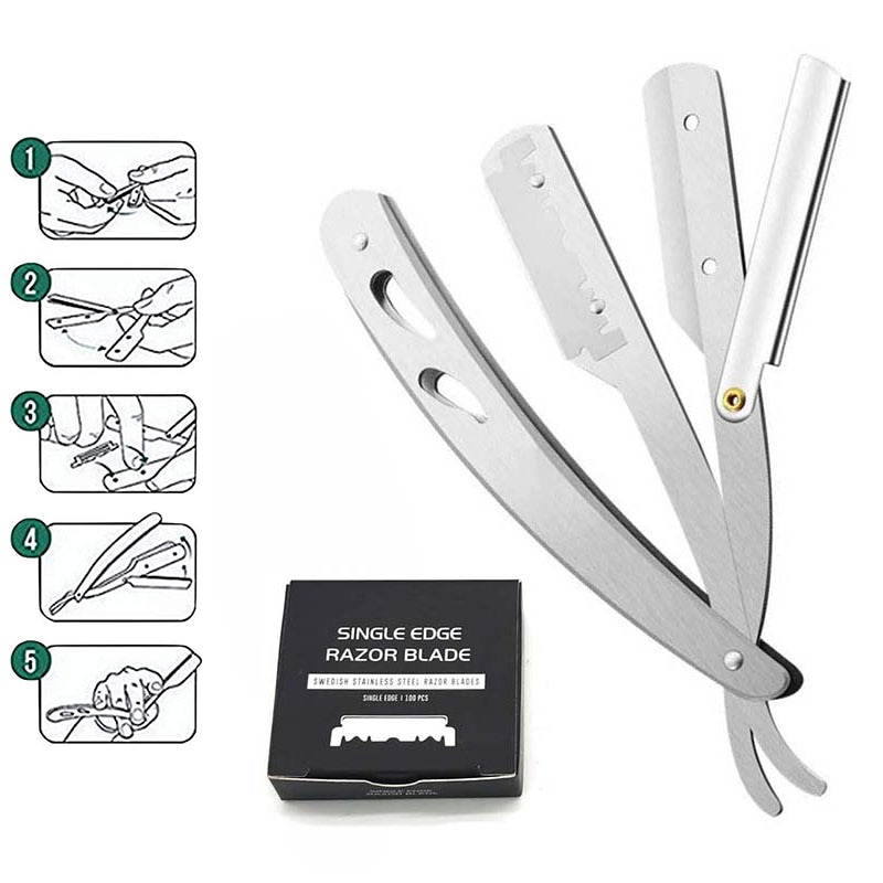 Set brici barbierit, Inox, 100 x Lame, Argintiu - eMAG.ro