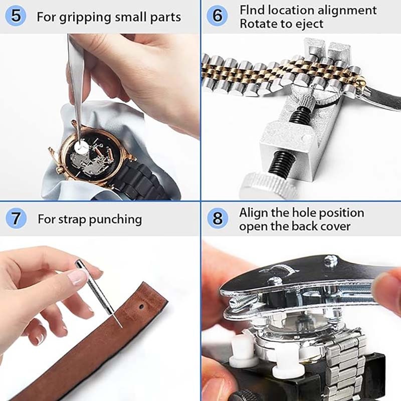 Kit de reparare ceasuri, Inox, 185 piese, Multicolor - eMAG.ro