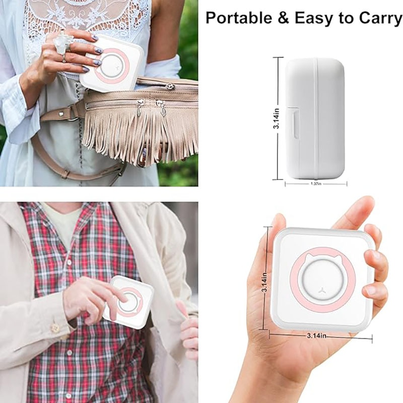 Mini imprimanta termica, hartie 57x25mm, Bluetooth, compatibil iOS ...