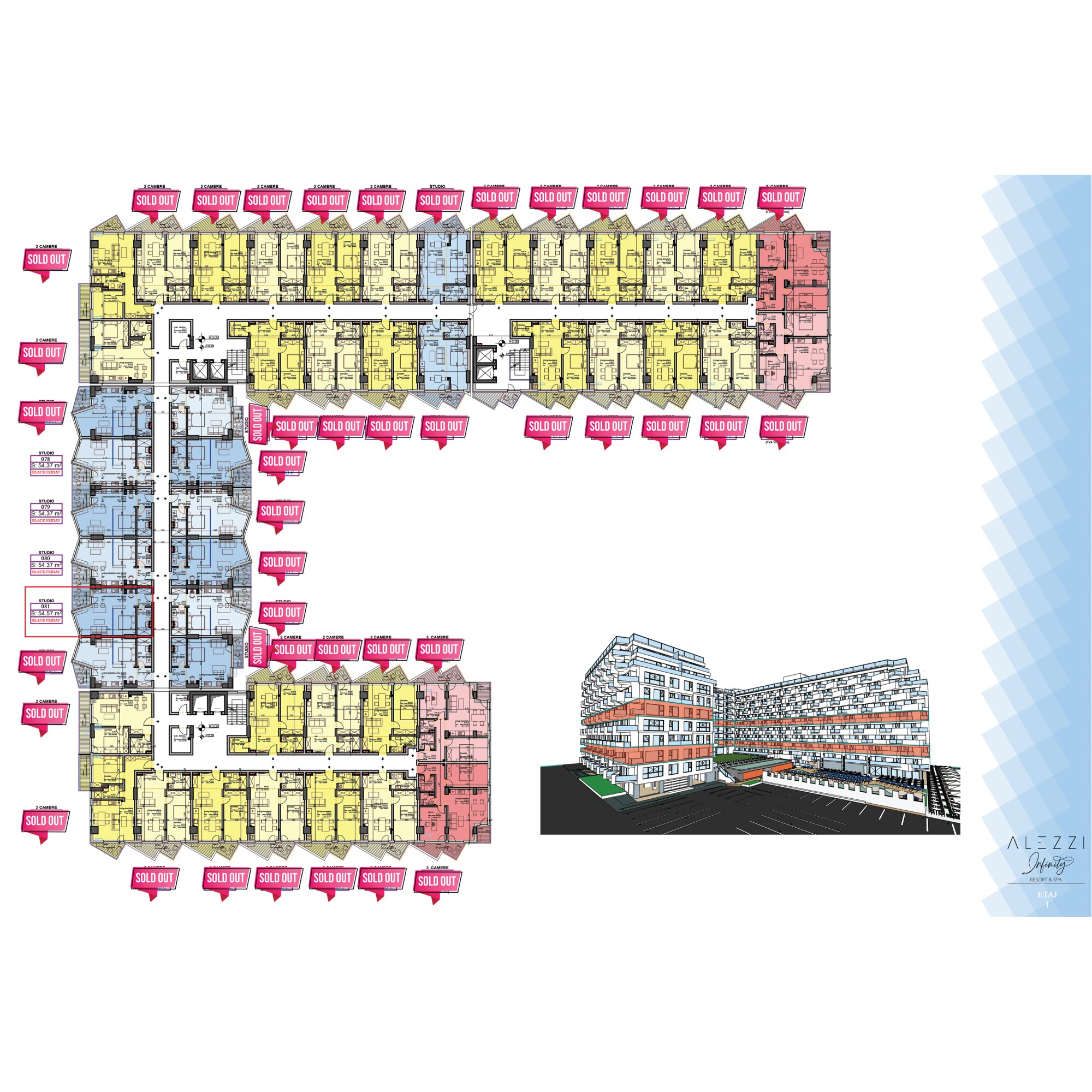 Avans Studio nr. 81, Alezzi Infinity Resort & SPA, Navodari, anul constructiei 2022, etaj 1 din ...