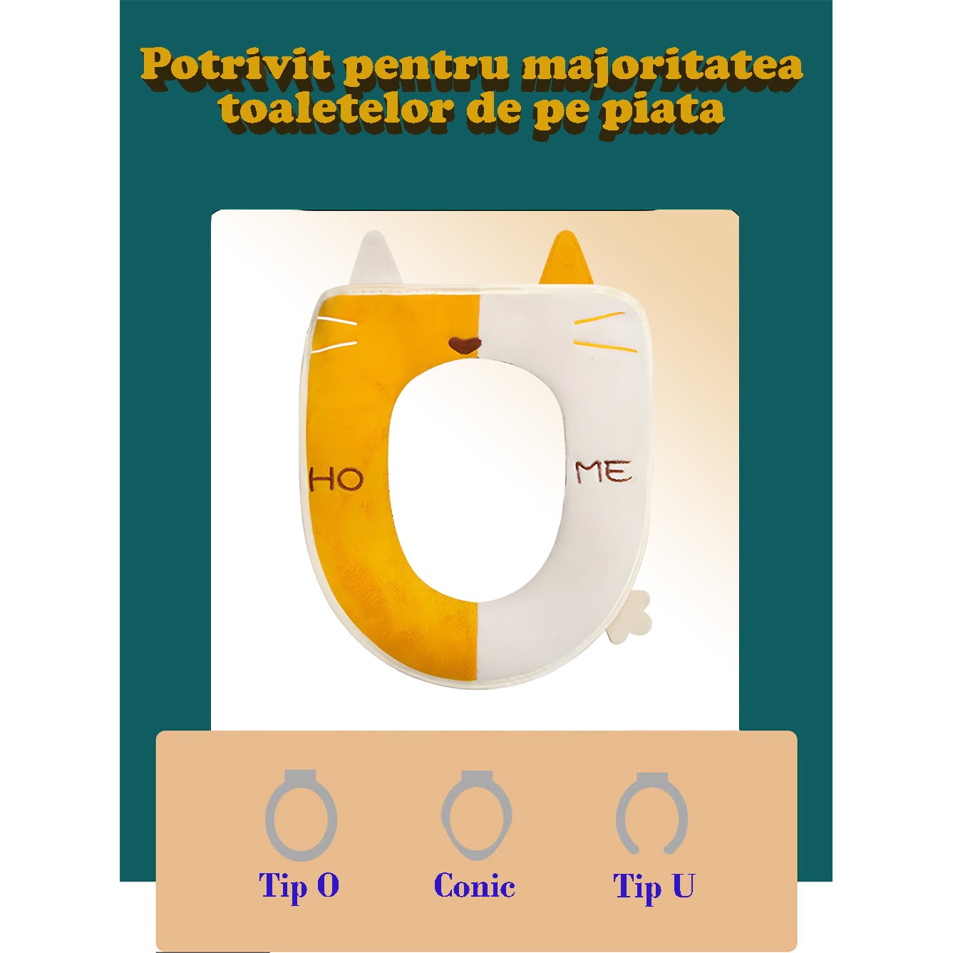 Husa colac WC, moale, cu fermoar, Crem cu Alb, din Bumbac pufos si ...