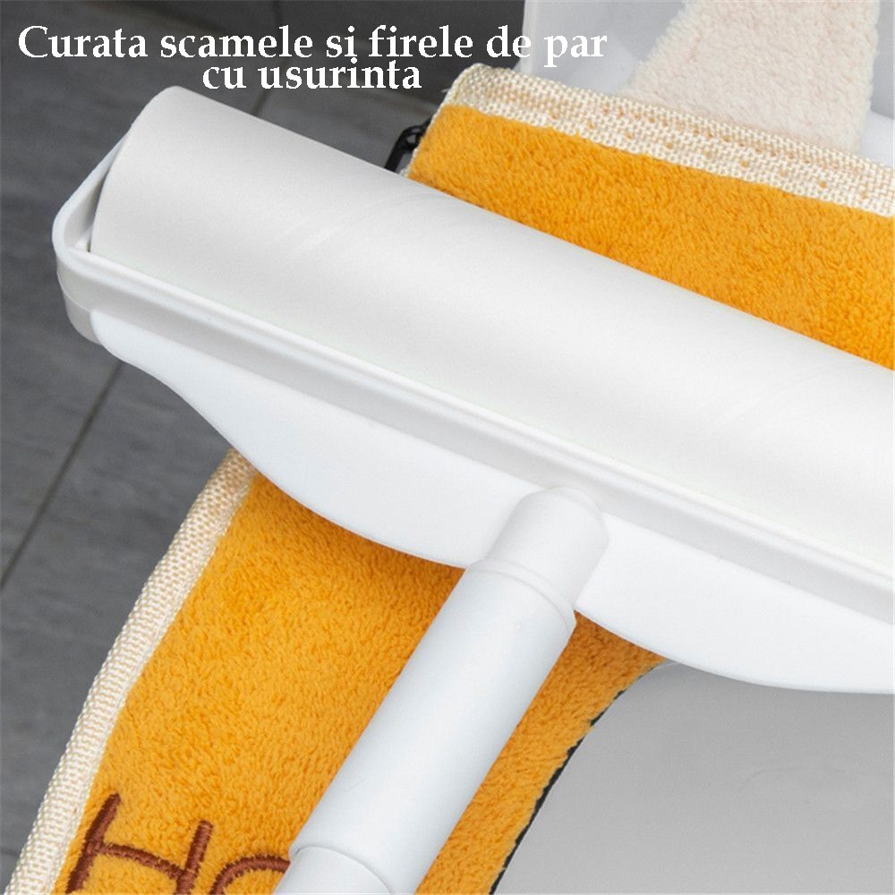 Husa colac WC, moale, cu fermoar, Crem cu Alb, din Bumbac pufos si ...