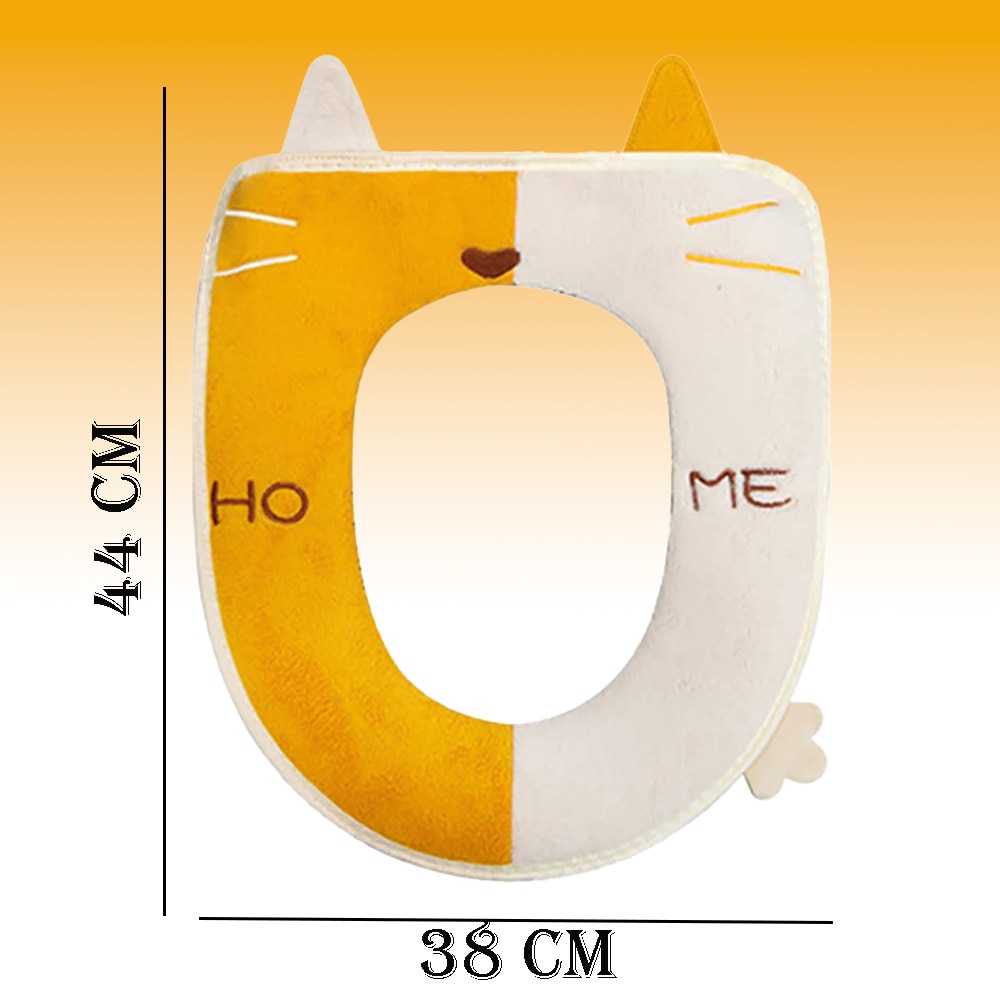 Husa colac WC, moale, cu fermoar, Crem cu Alb, din Bumbac pufos si ...