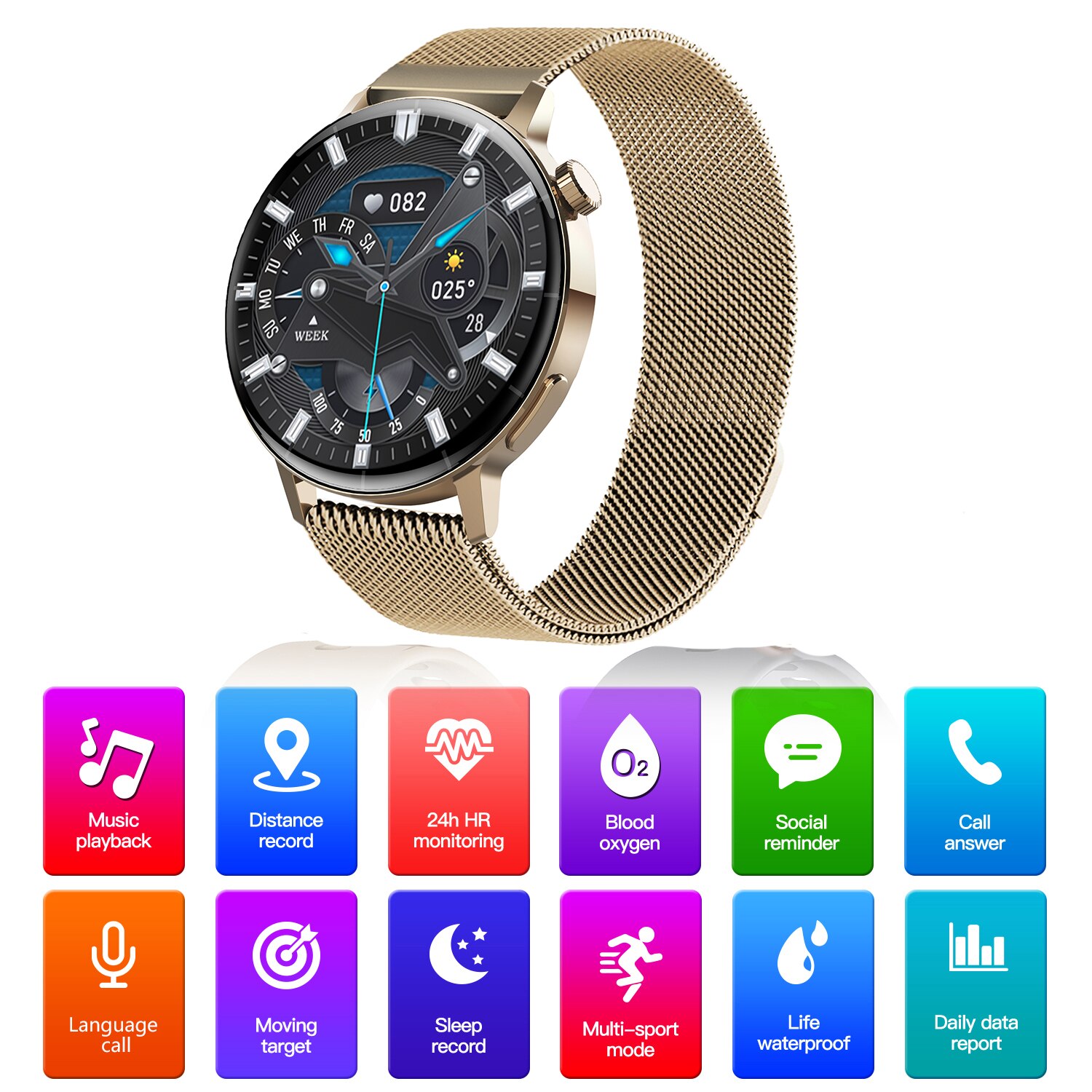Ceas Smartwatch Ecran IPS LCD, 5.3 Bluetooth HD, vedere clara de 1,35 ...