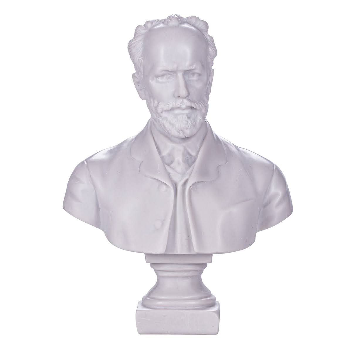 Statueta, bust, compozitor rus Piotr Ceaikovski, marmura, 19.5 cm alb ...