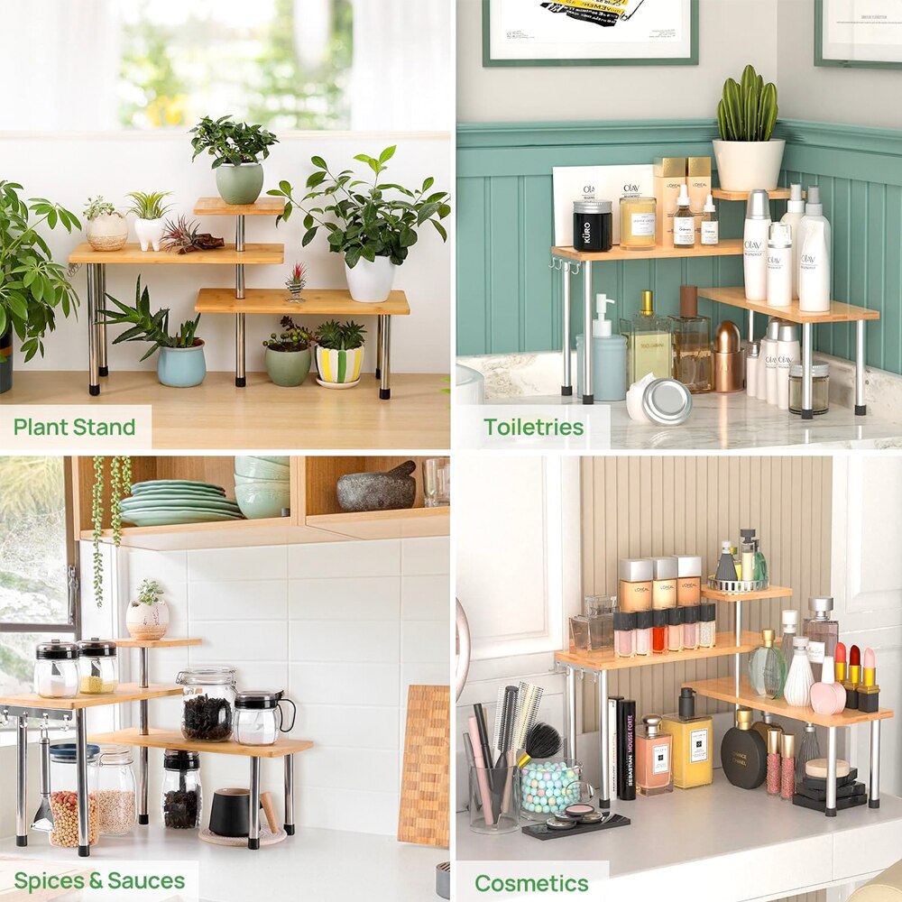 Raft universal pentru colt, Quasar & Co.®, etajera cu 3 polite, lemn ...