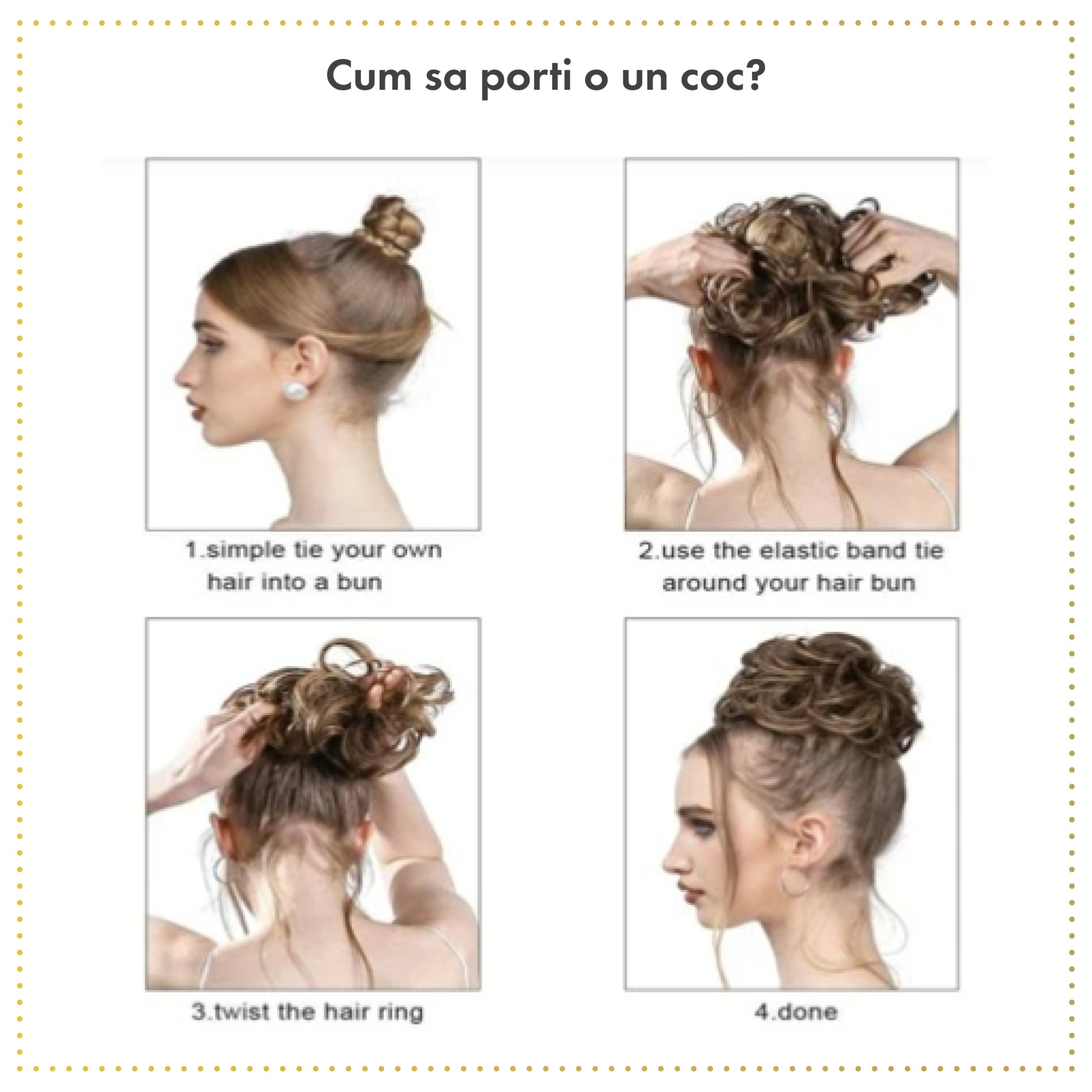 Coc fals, elastic din par sintetic cu aspect natural, Blond, fibra ...