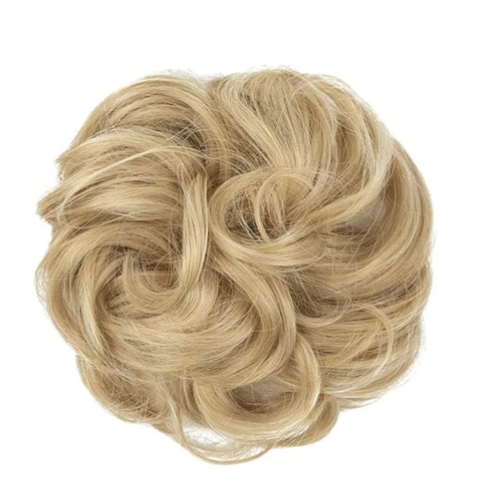 Coc fals, elastic din par sintetic cu aspect natural, Blond, fibra ...