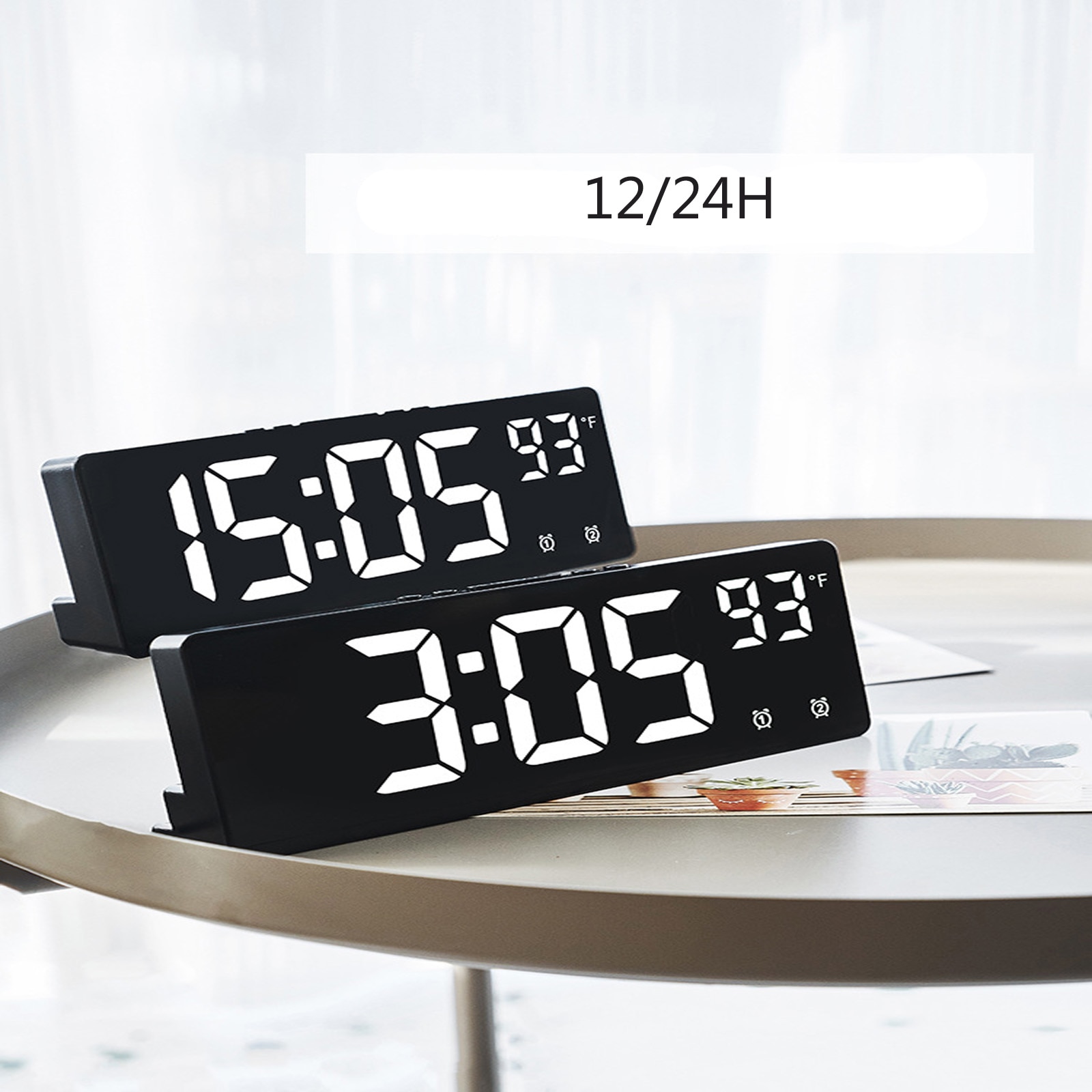 Ceas Electronic de Masa cu Lumina Led, Zggzerg, Afisaj al temperaturii ...