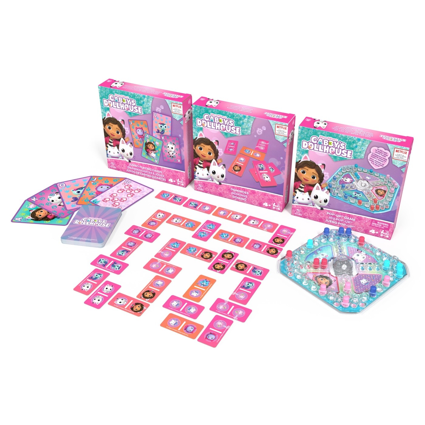 3 db Gabby's Dollhouse Games készlet – Dominók, kártyák és felugró ...
