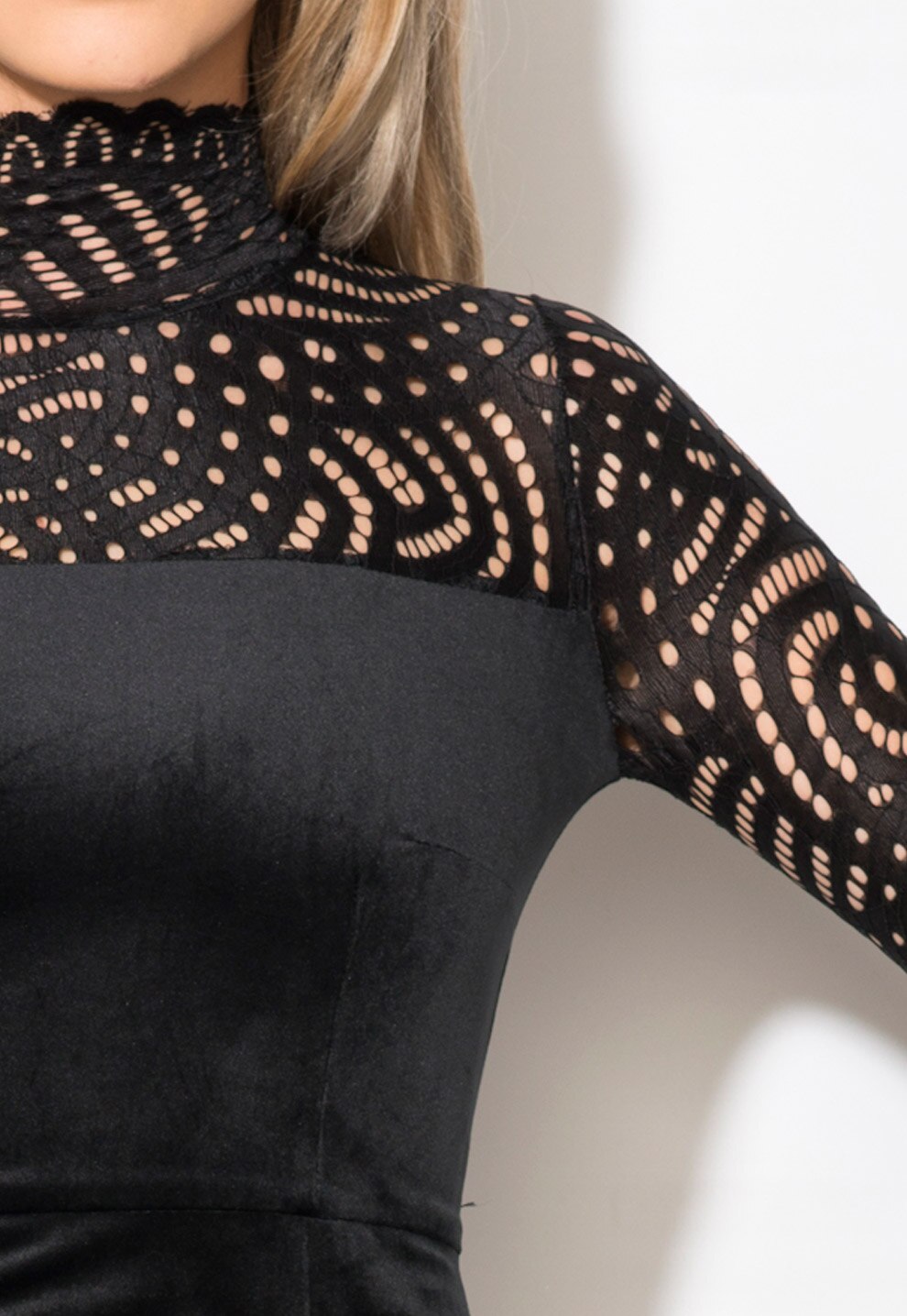 Zee Lane Collection Черна кадифена рокля с дантелени детайли S - eMAG.bg