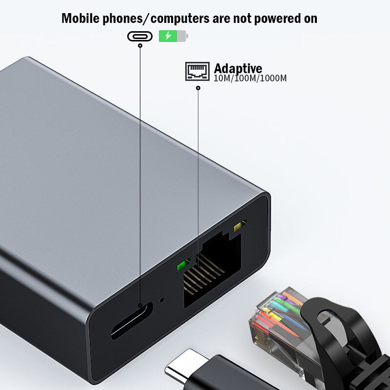 Adaptor, JESWO, USB-C/RJ45, 1000Mbps, Negru - eMAG.ro