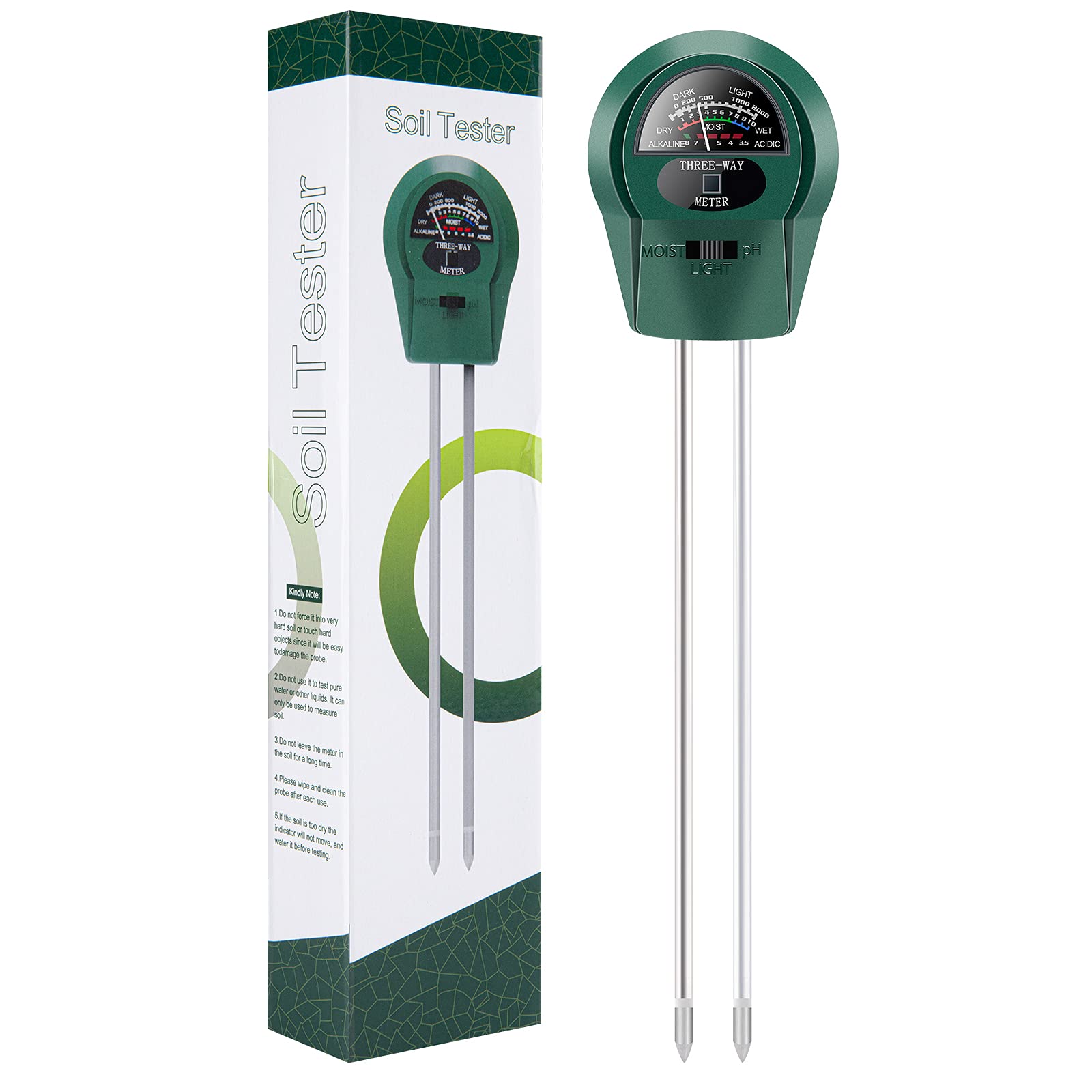 Tester pentru sol digital pentru temperatura, JESWO, 3in1, Verde - eMAG.ro