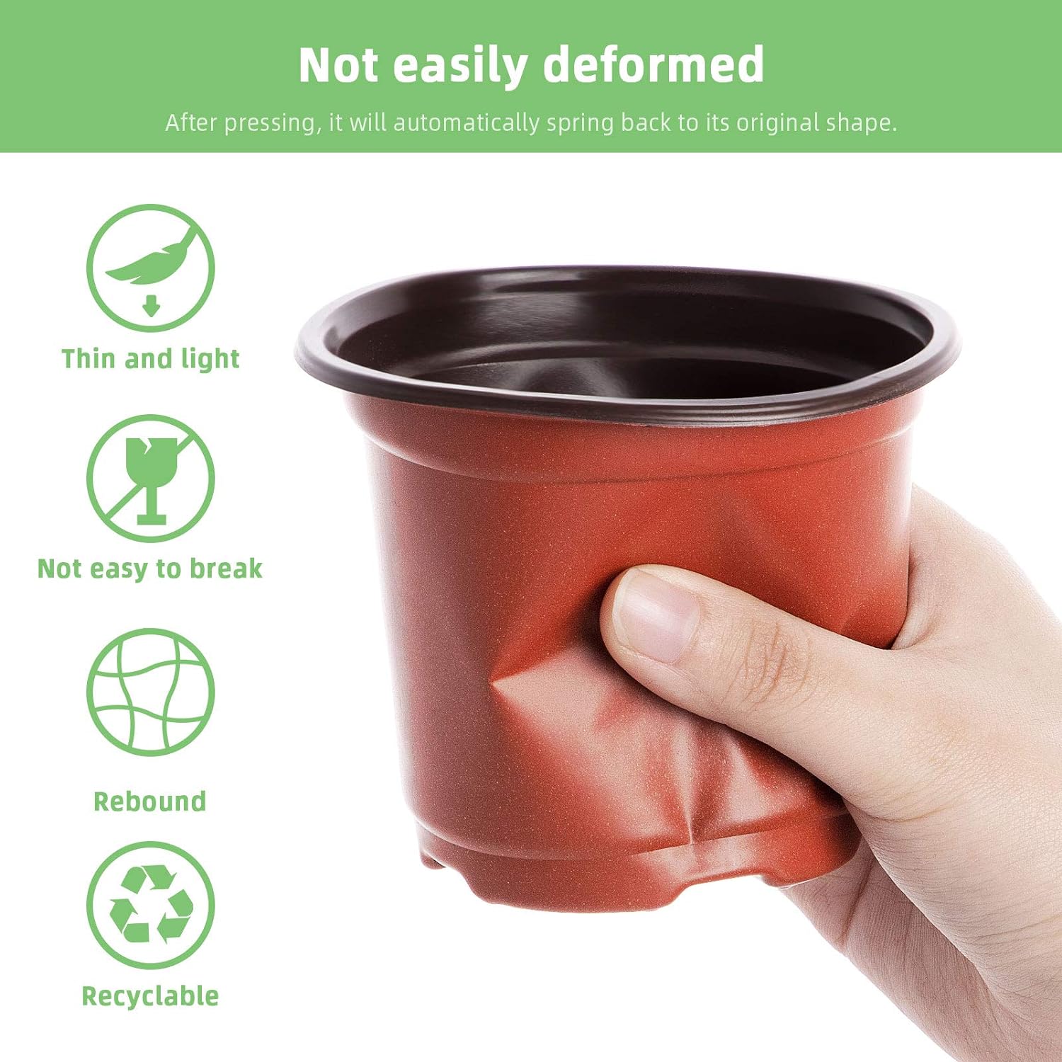 Set 100 Ghivece de flori din plastic de inalta calitate, 9cm, Maro ...