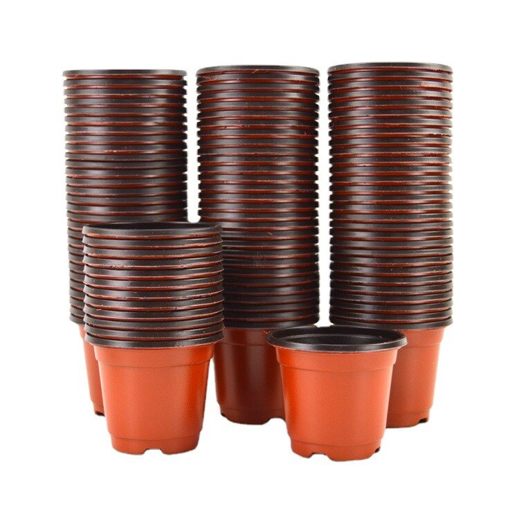 Set 100 Ghivece de flori din plastic de inalta calitate, 9cm, Maro ...