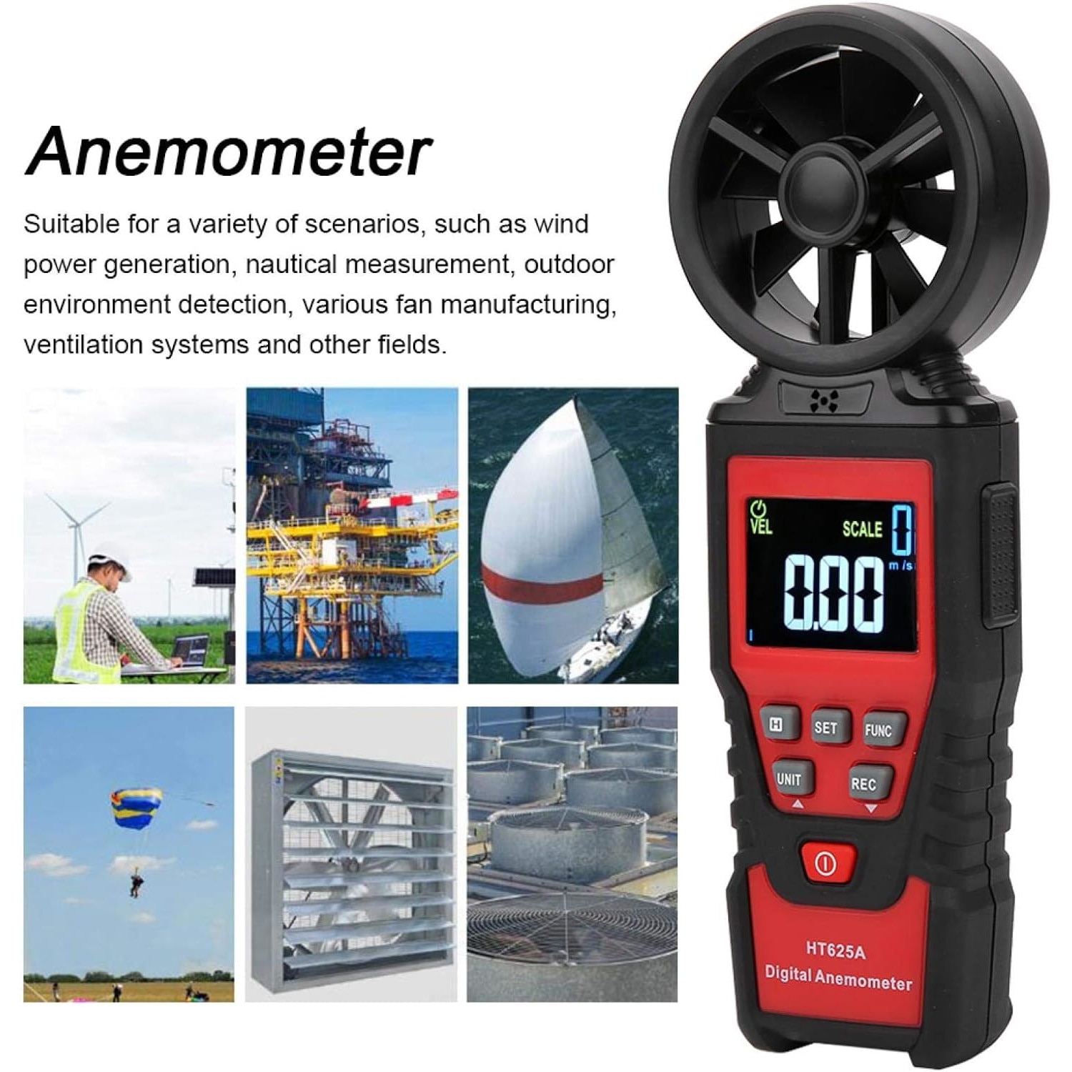 Anemometru portabil Mayilon, Negru/Rosu - eMAG.ro