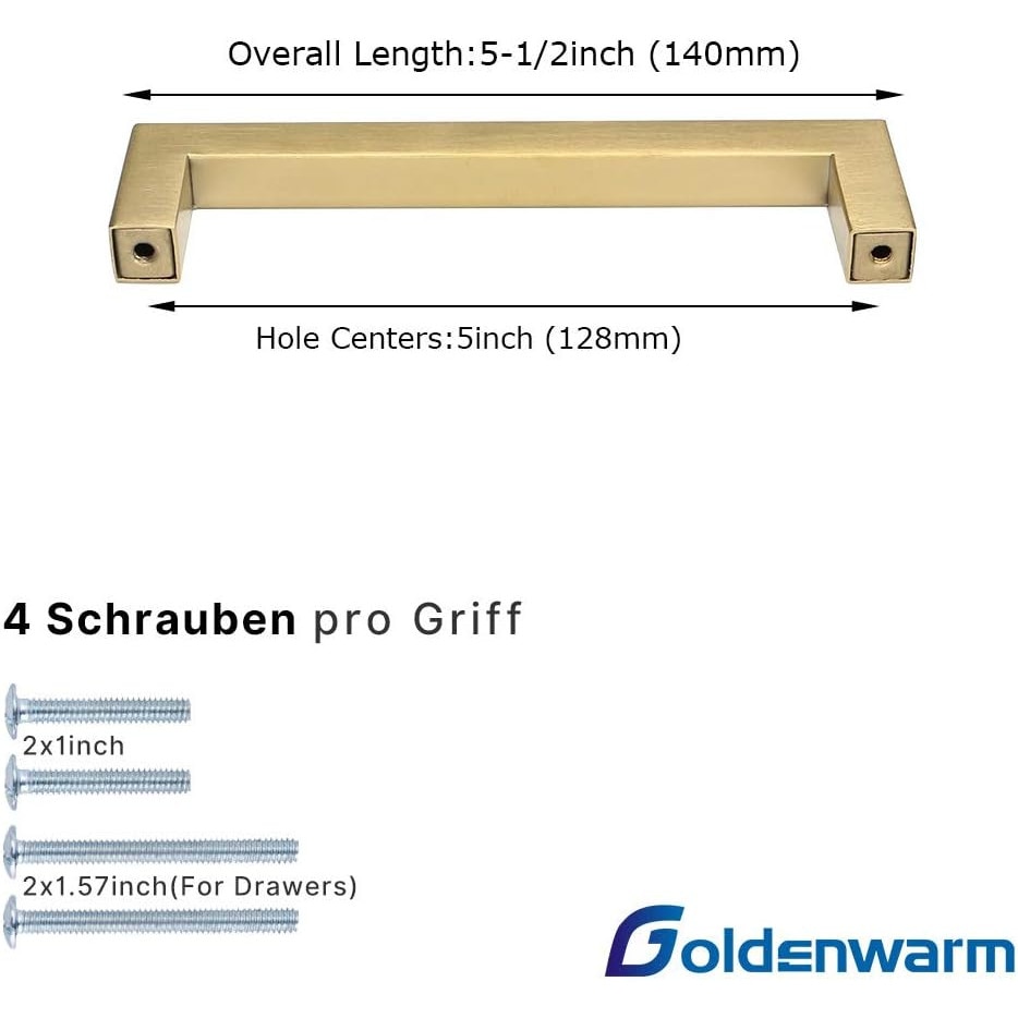 Set 5 manere pentru mobila, Sunmostar, Inox, 128mm, Auriu - eMAG.ro