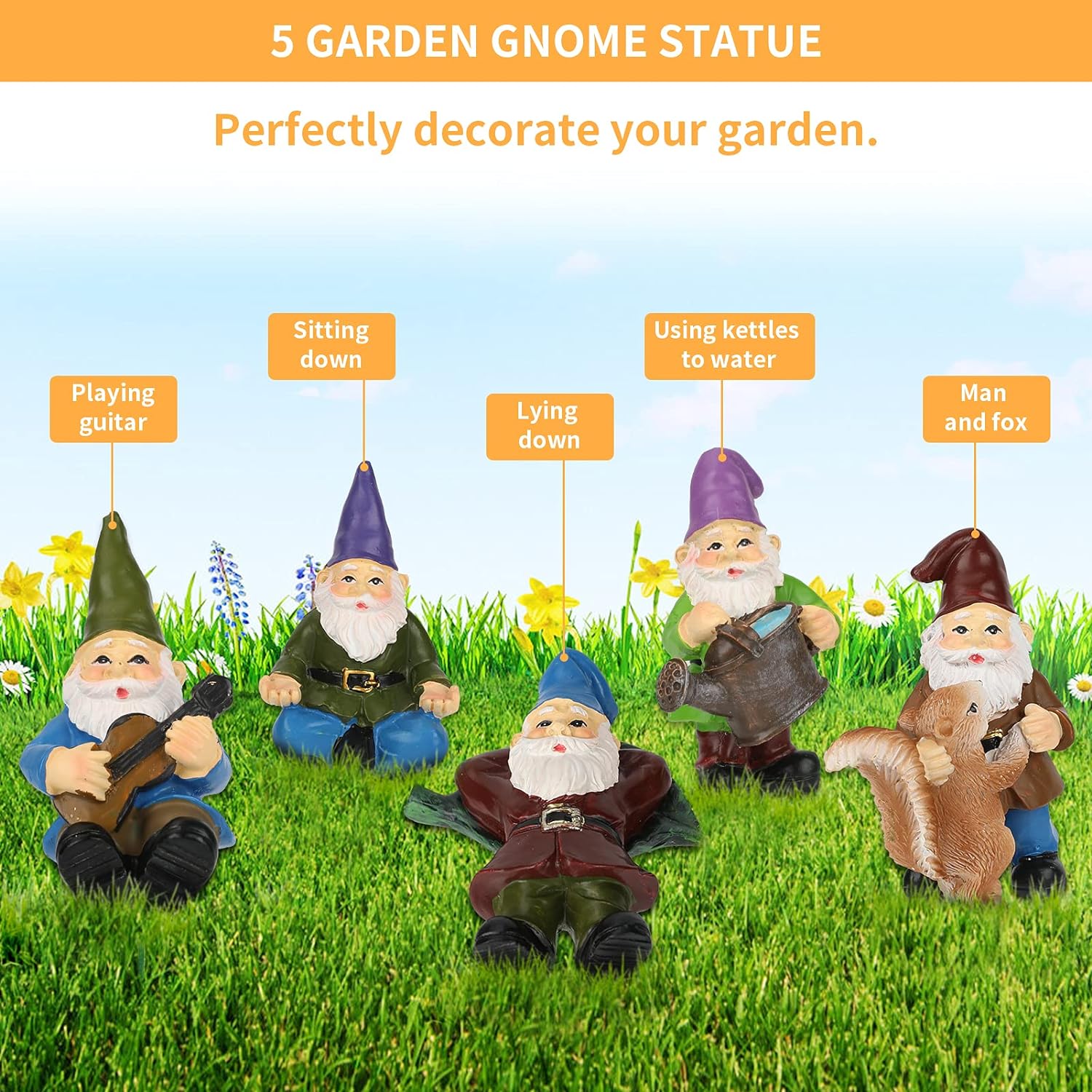 Set 5 pitici de gradina, Sunmostar, Rasina - eMAG.ro