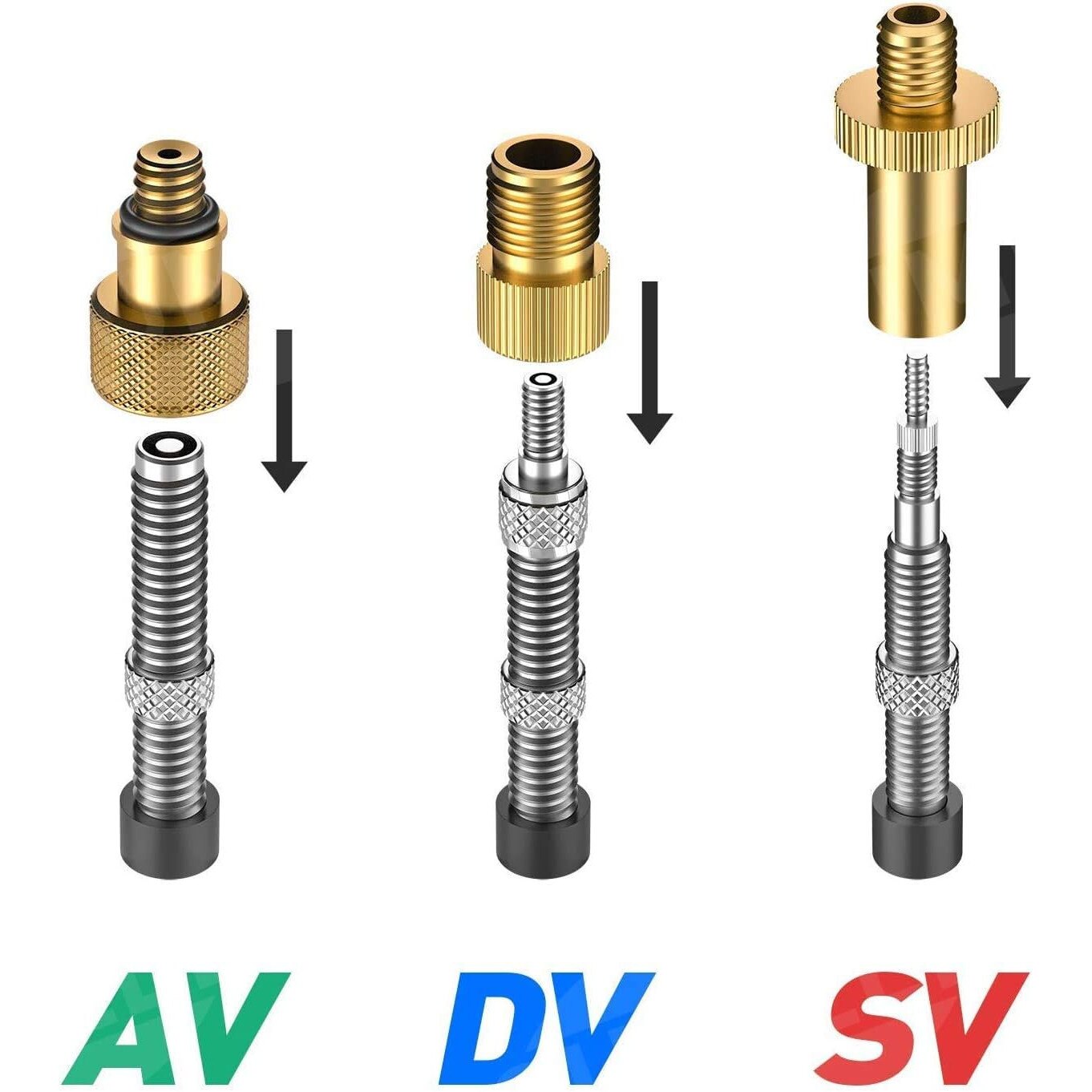 Set 12 adaptoare pentru pompa de bicicleta, Sunmostar, Cupru, Auriu ...