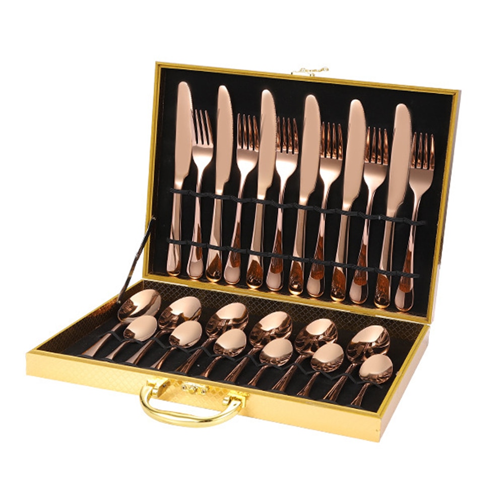 Set 24 tacamuri, Inox, Auriu - eMAG.ro