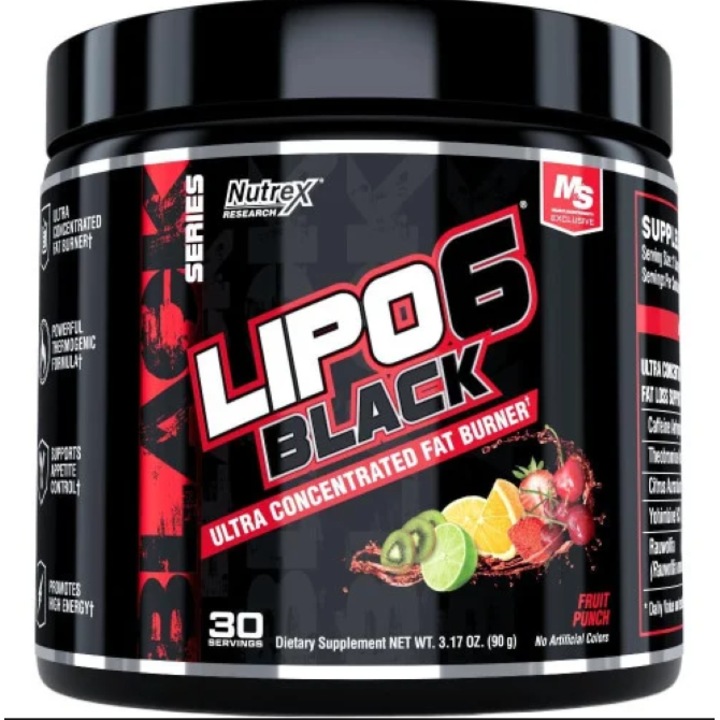 Nutrex Lipo 6 Black Ultra Concentrat Fat Burner, pudra, 90g, Punch cu ...