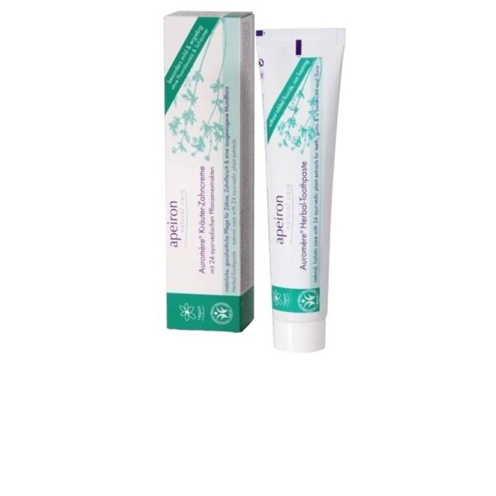 Pasta de dinti fara fluor, Apeiron, 24 ierburi ayurvediene, 75 ml - eMAG.ro