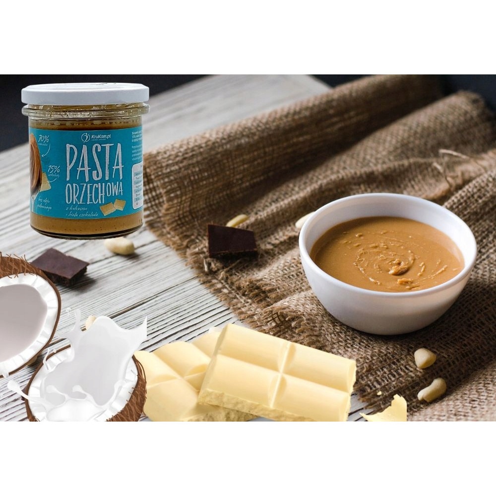 Pasta cu nuca de cocos si ciocolata alba, KruKam, 300 g - eMAG.ro