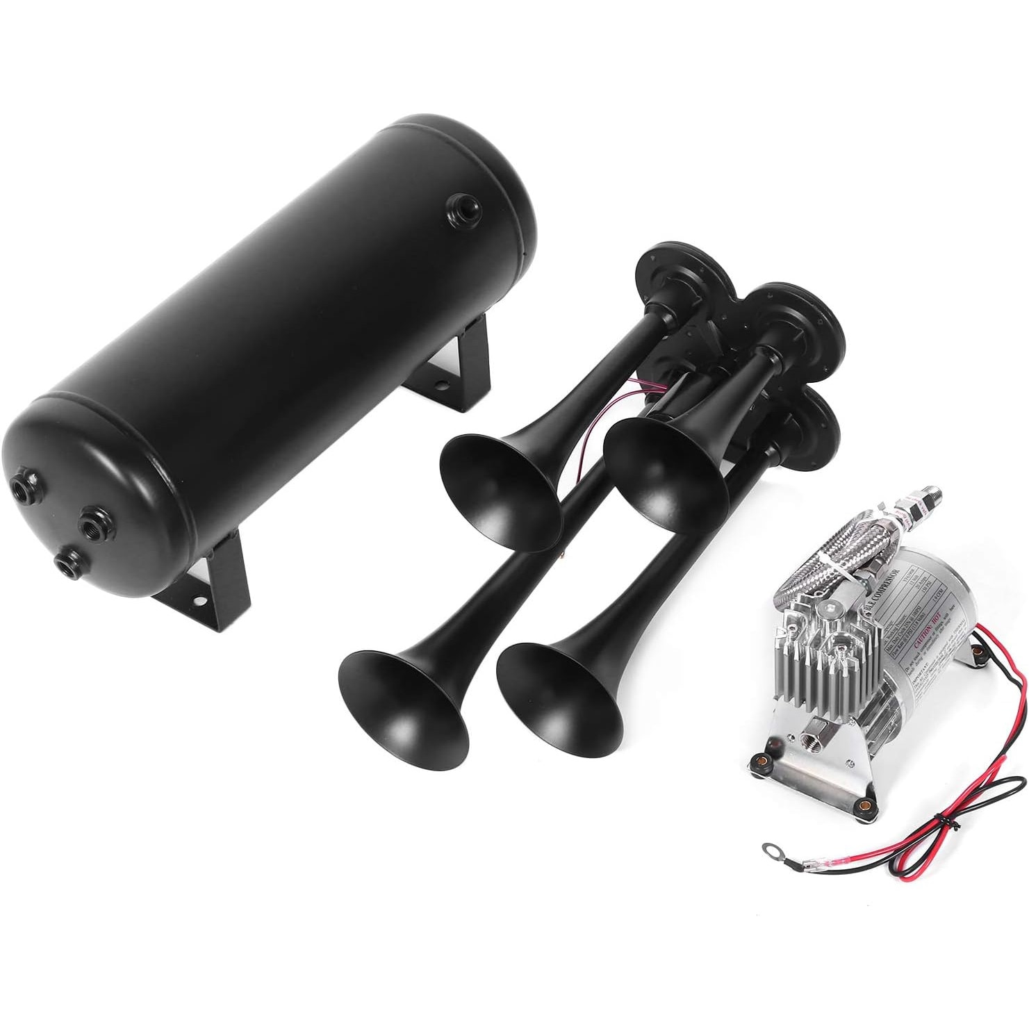 Claxon auto, 12V, 150dB, 150Psi, comutator rotativ, 4 trompete, negru ...