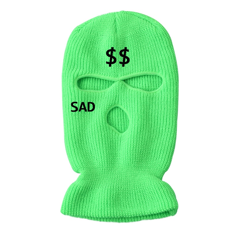 Cagula Hip hop tip Balaclava unisex, brodat cu model SAD si semn dolar ...