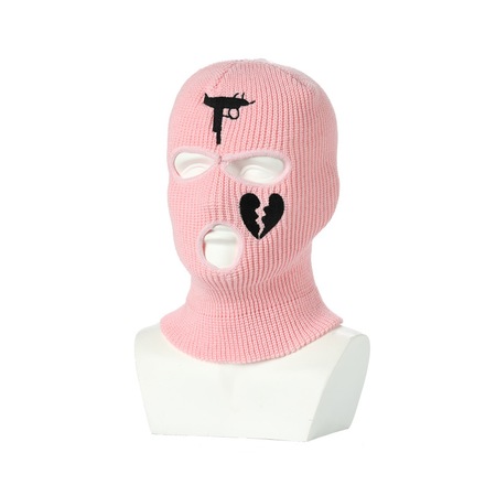 Cagula Hip hop tip Balaclava unisex, brodat cu arma de foc si inima ...