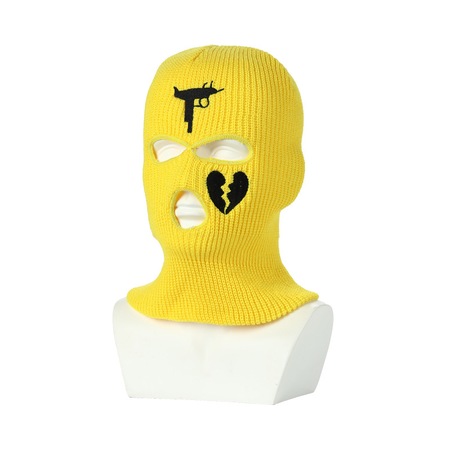 Cagula Hip hop tip Balaclava unisex, brodat cu arma de foc si inima ...