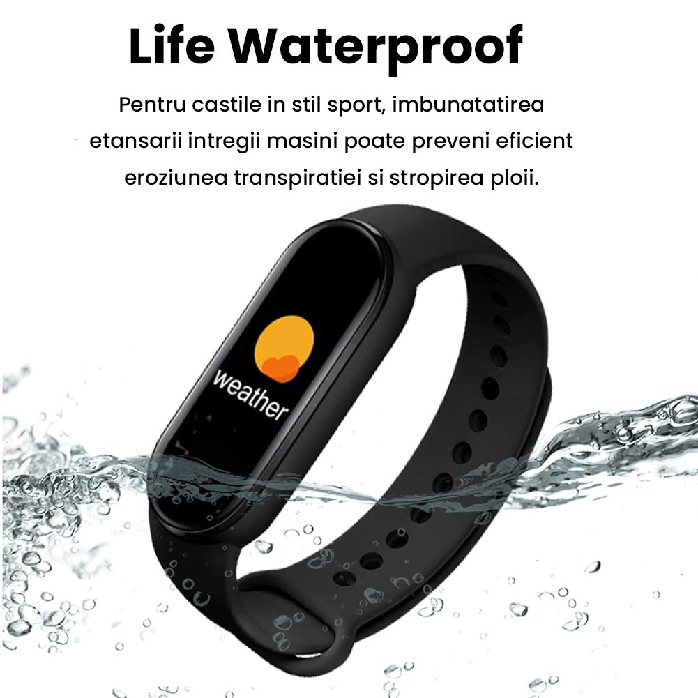 Bratara Fitness M6 sundiguer, Incarcare magnetica, IP67 rezistent la apa, Masurare Ritm Cardiac ...