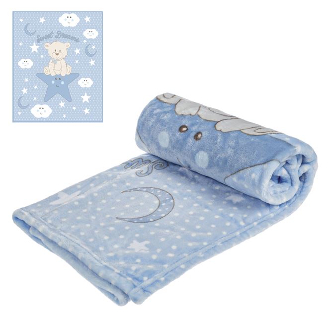 Patura Bebe Ursulet Bleu 90 x 80 cm - eMAG.ro