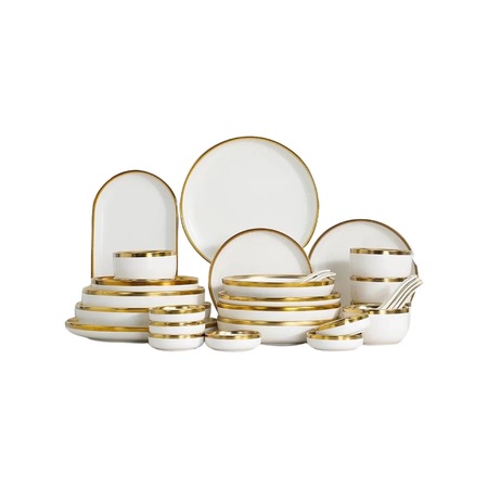 Set vesela bucatarie, ceramica, model elegant, 26 piese Alb - eMAG.ro