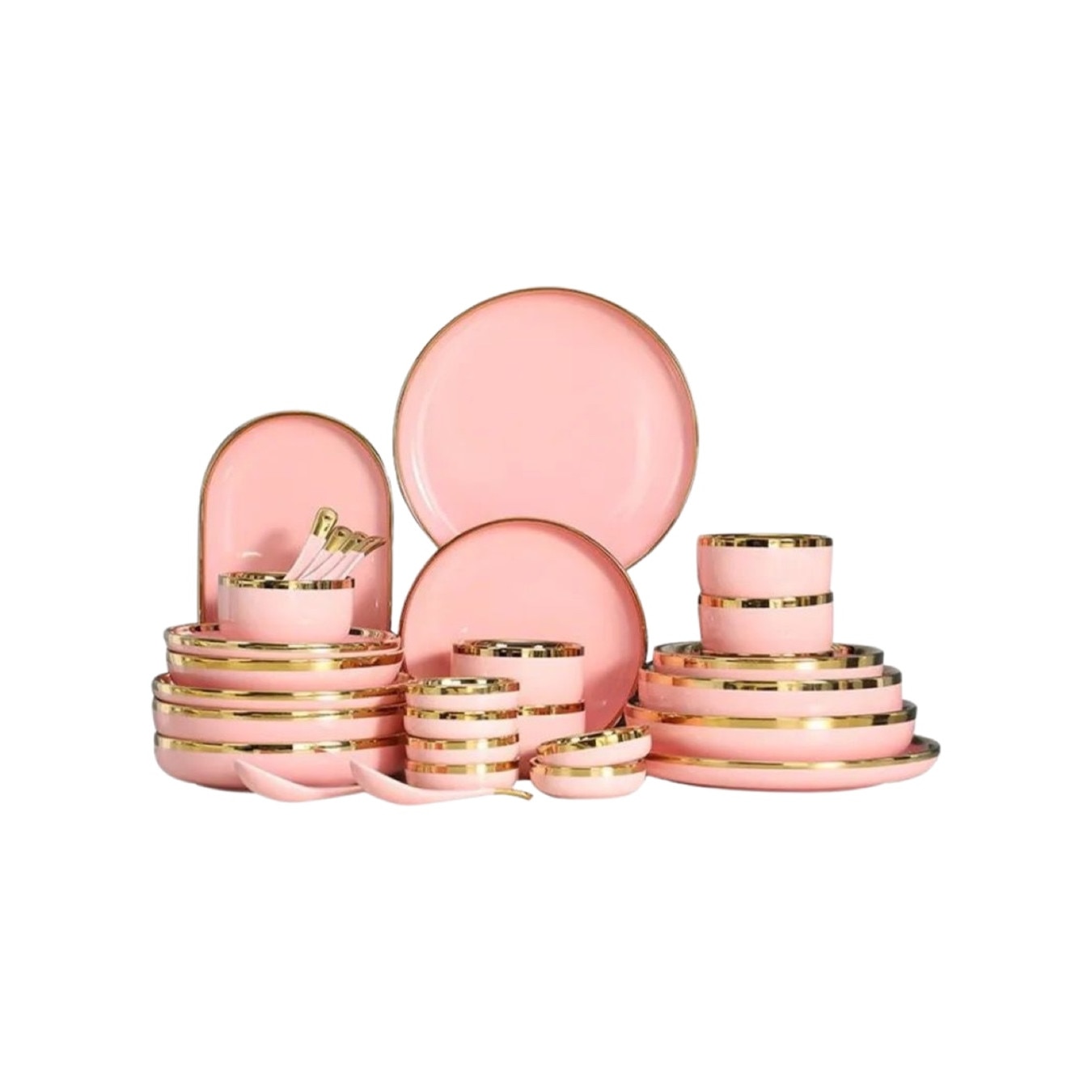 Set vesela bucatarie, ceramica, model elegant, 26 piese Roz - eMAG.ro