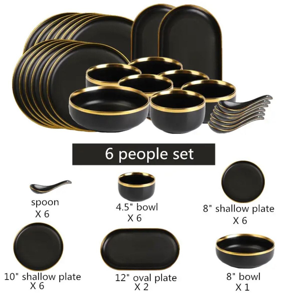 Set vesela bucatarie, ceramica, model elegant, 26 piese Negru - eMAG.ro