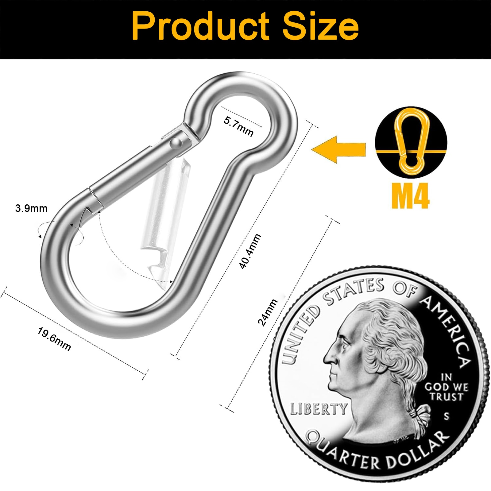 Set 12 Carabine, NUODWELL, Fabricat din otel inoxidabil, arc ...