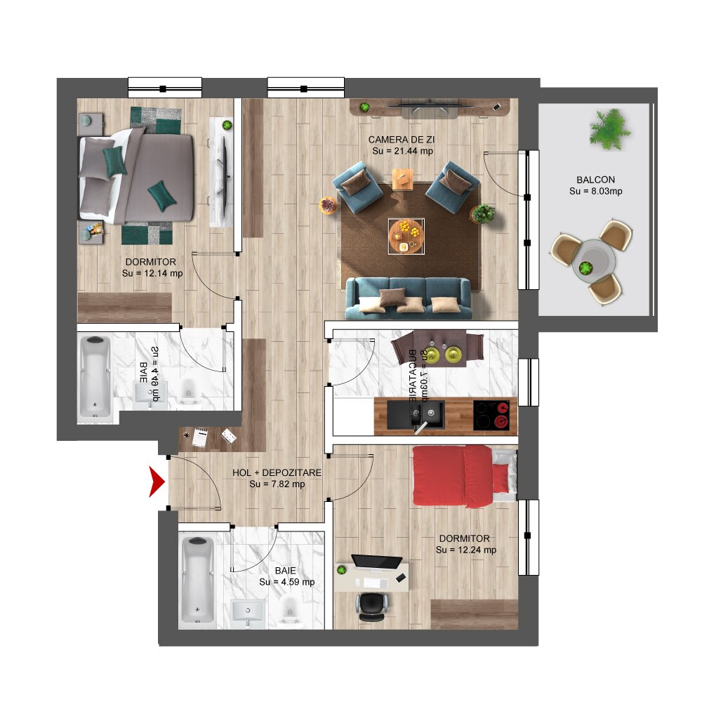 Avans Apartament 3 camere nr. 33, Boreal Plus, Constanta, anul constructiei 2022, etaj 3 din 11 ...