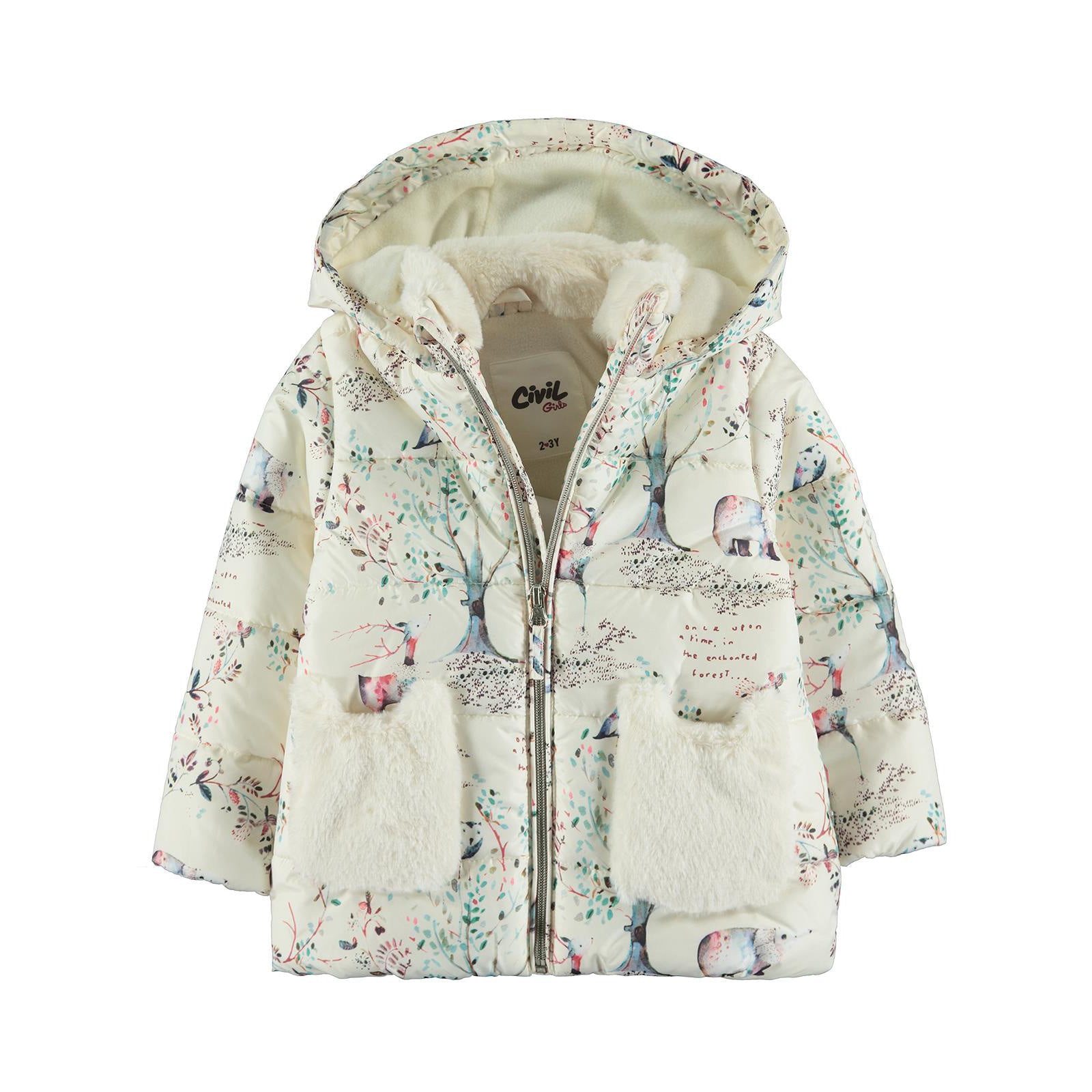 Geaca MAGICAL FOREST imblanita din fas cu gluga pentru copii/fetite ...